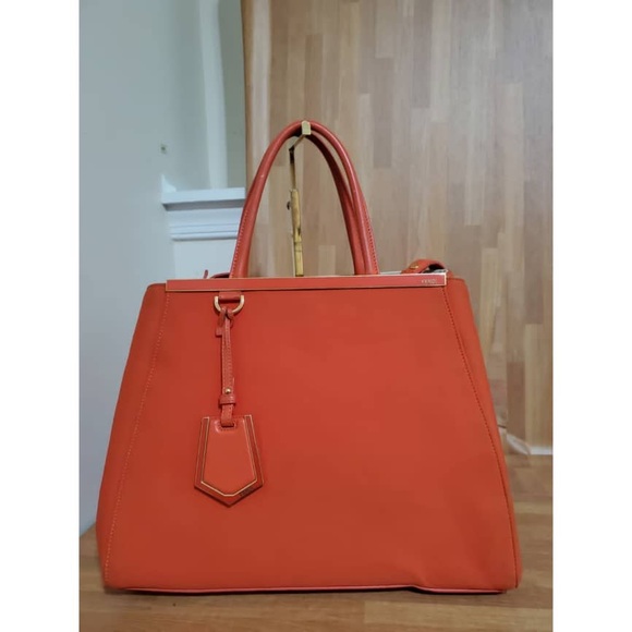 Fendi | Bags | Authentic Fendi Orange Neoprene Medium 2jours Elite Tote ...